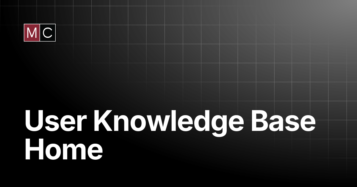 User Knowledge Base Home | Mathews Company